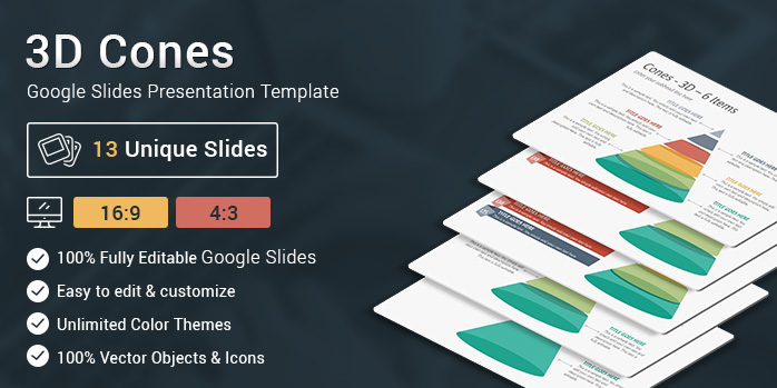 3D Cones Google Slides Presentation Template - SlideSalad