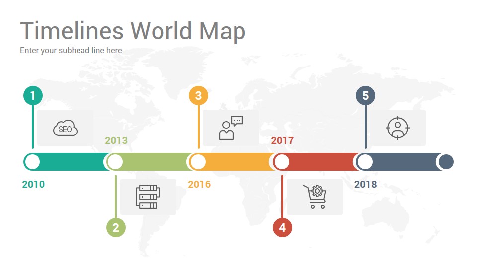 Timelines World Map Diagrams Google Slides Template - SlideSalad