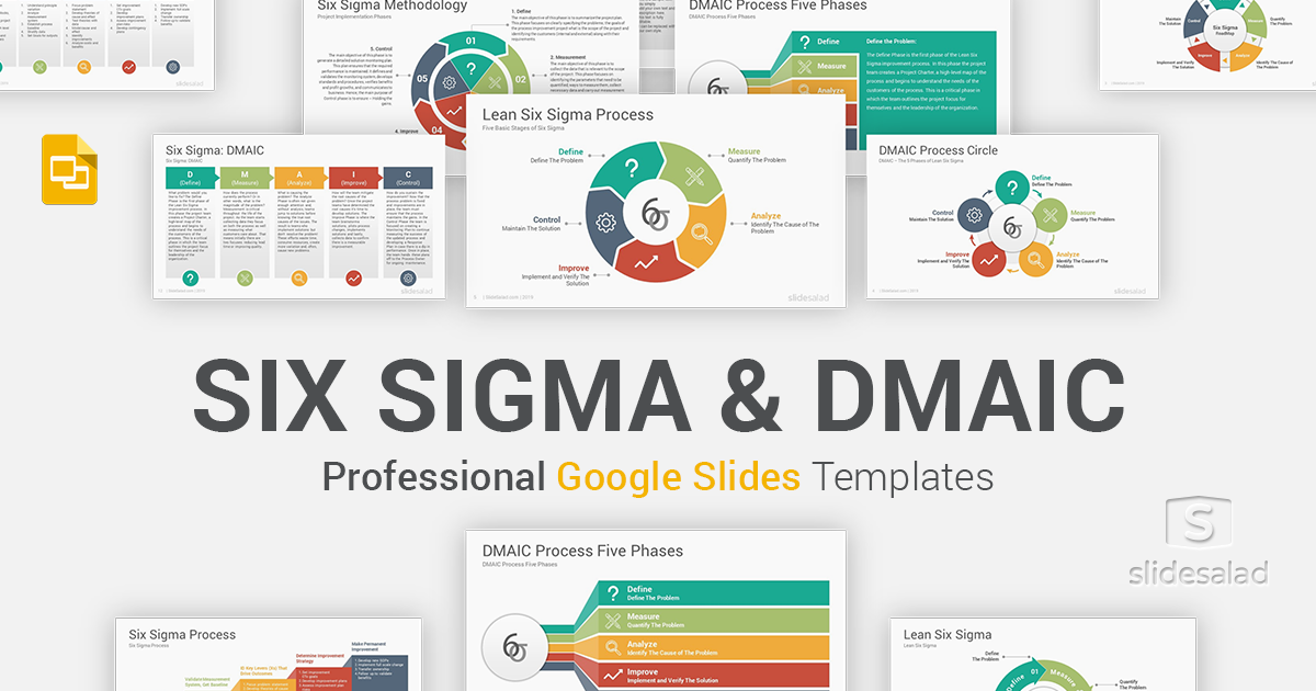 Six Sigma and DMAIC Model Google Slides Templates Diagrams - SlideSalad