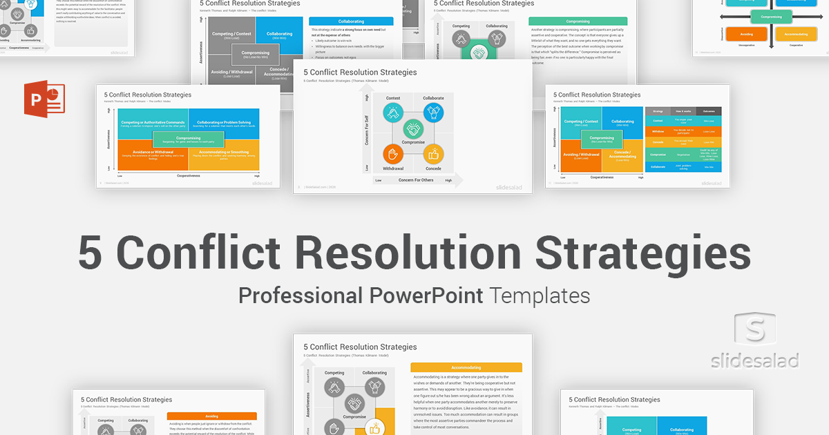 5 Conflict Resolution Strategies PowerPoint Template - SlideSalad