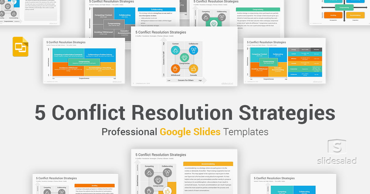 5 Conflict Resolution Strategies Google Slides Template - SlideSalad