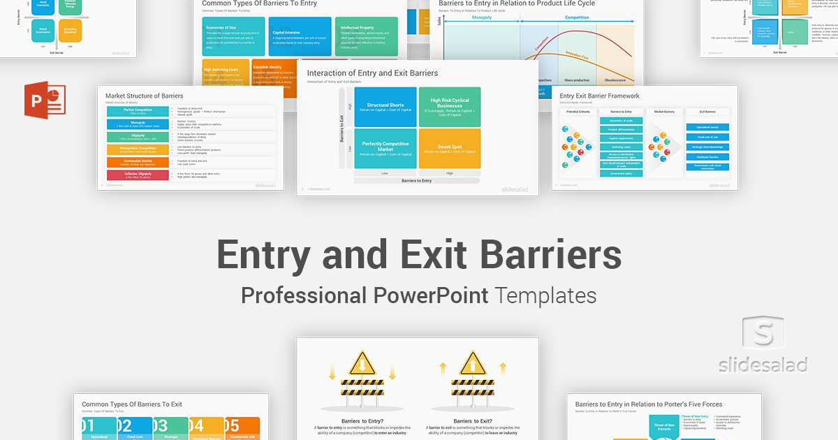 Entry and Exit Barriers PowerPoint Template - SlideSalad