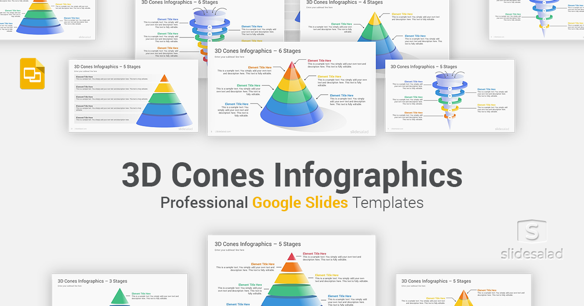 3D Cones Infographics Google Slides Template Designs – Updated - SlideSalad