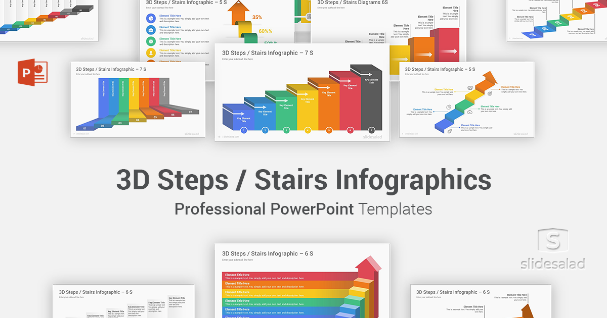3D Steps and Stairs Infographics PowerPoint Template - Updated - SlideSalad