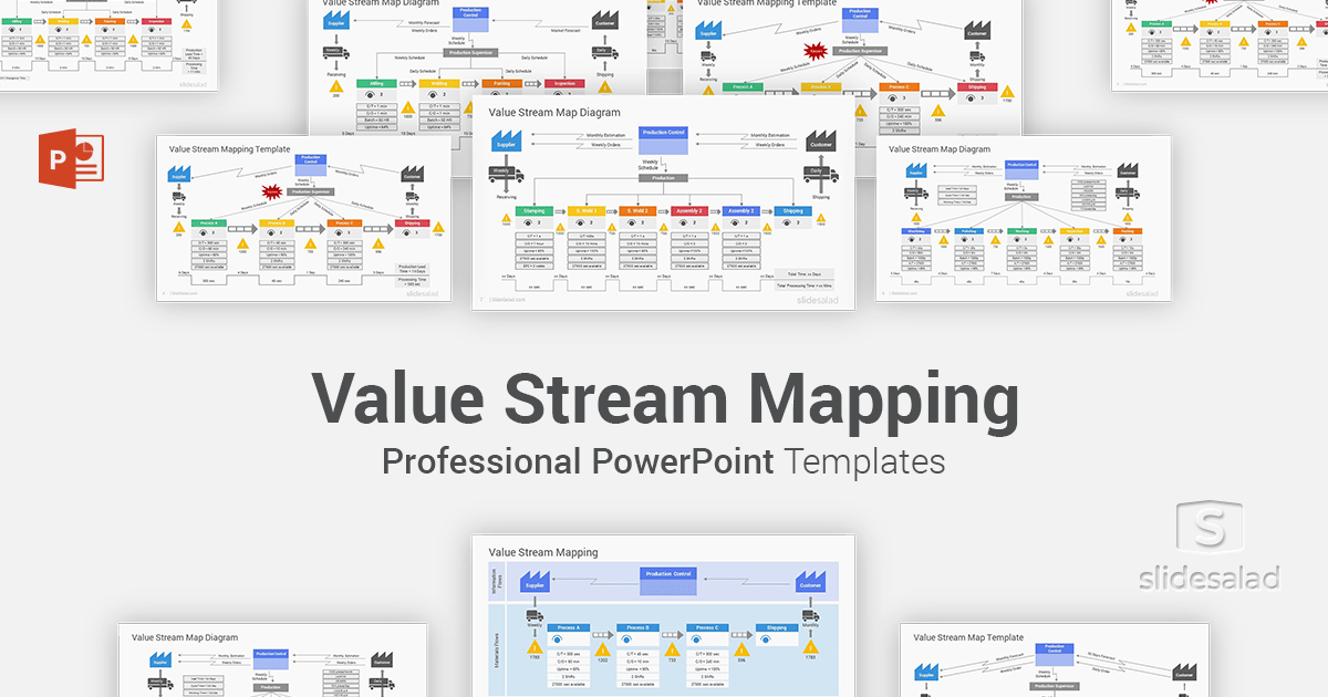 Value Stream Mapping PowerPoint Template Diagrams - SlideSalad Value Stream Mapping PowerPoint Template Diagrams - SlideSalad