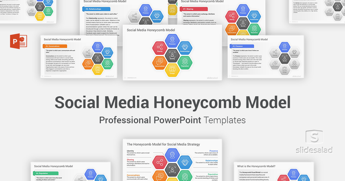 Social Media Honeycomb Model PowerPoint Template - SlideSalad