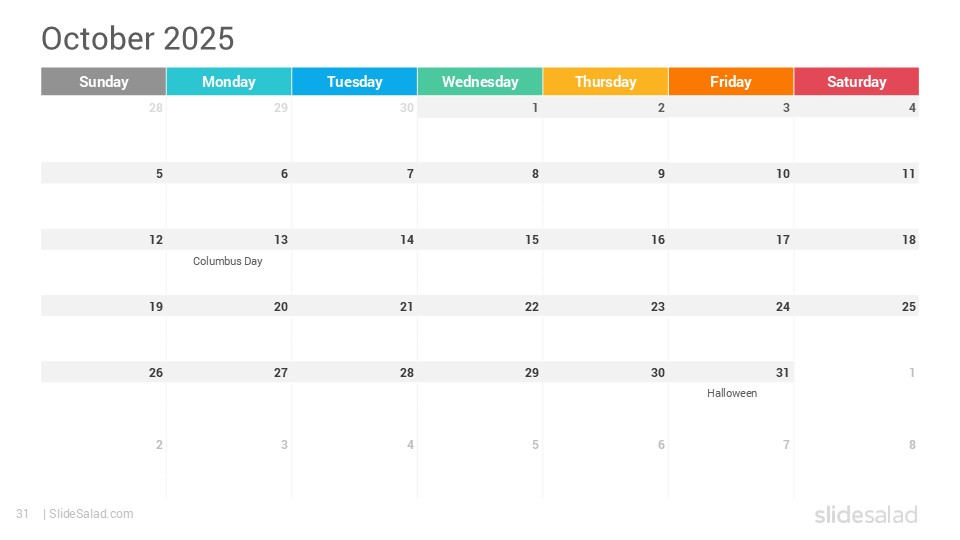 2025 Calendar Google Slides Template Designs - Updated - SlideSalad