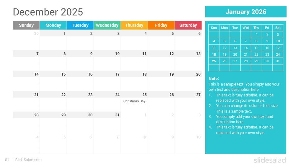 2025 Calendar PowerPoint Template Designs - Updated - SlideSalad