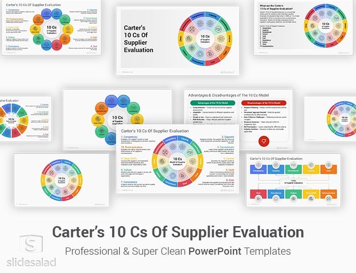 Carter’s 10 Cs Of Supplier Evaluation PowerPoint Template - SlideSalad