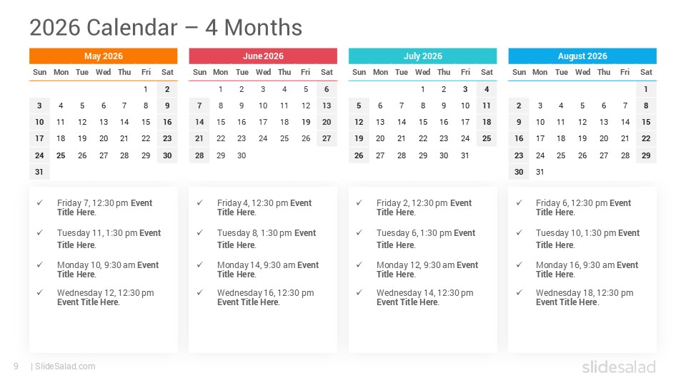 2026 Calendar Google Slides Template Designs - Updated - SlideSalad