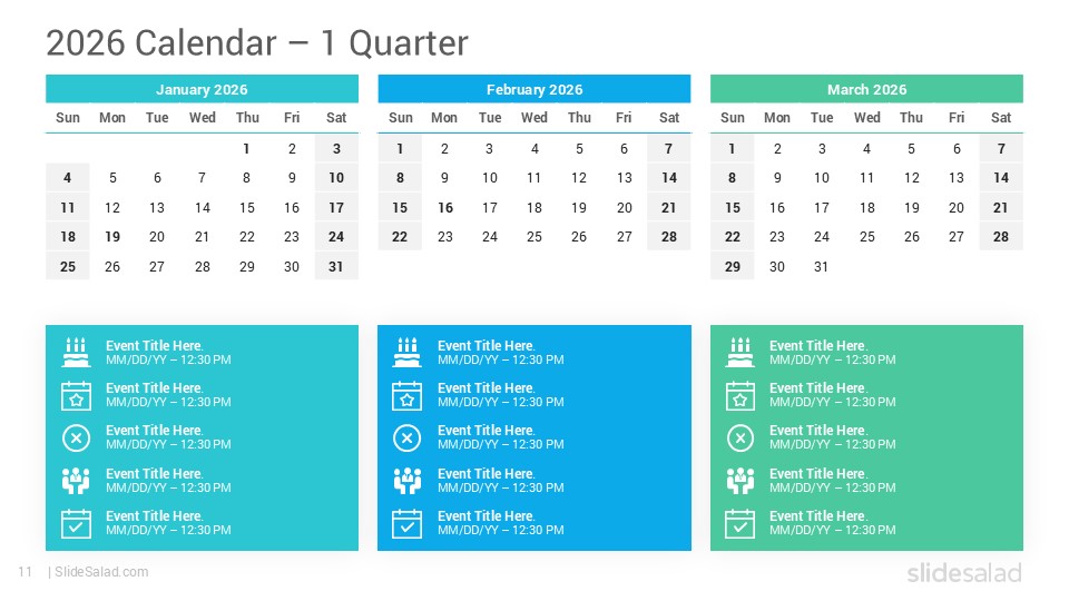 2026 Calendar Google Slides Template Designs - Updated - SlideSalad