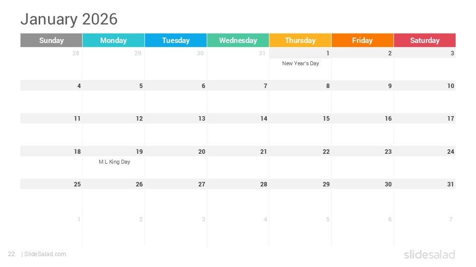 2026 Calendar Google Slides Template Designs - Updated - SlideSalad