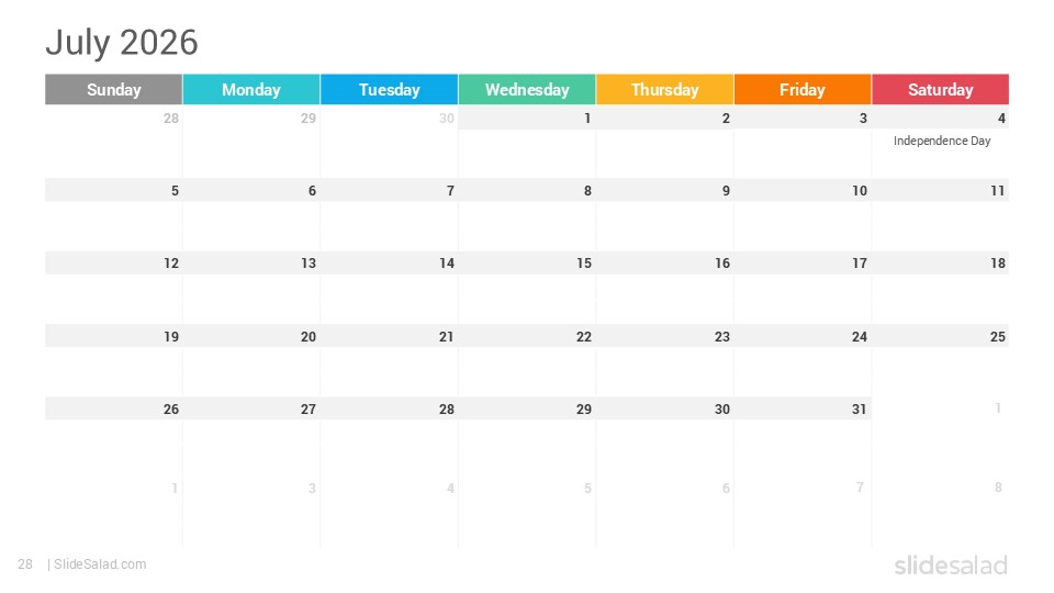 2026 Calendar Google Slides Template Designs - Updated - SlideSalad