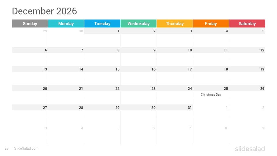 2026 Calendar Google Slides Template Designs - Updated - SlideSalad