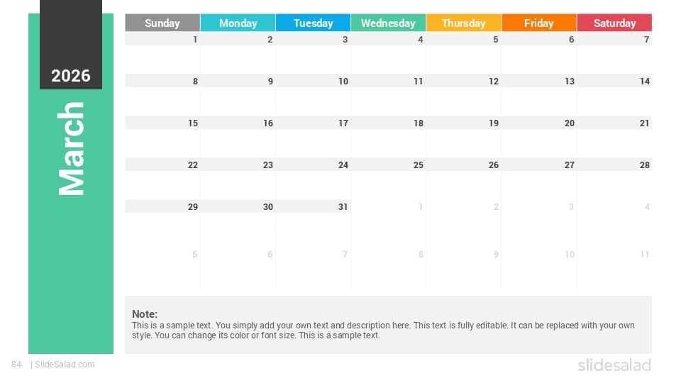 2026 Calendar Google Slides Template Designs - Updated - SlideSalad
