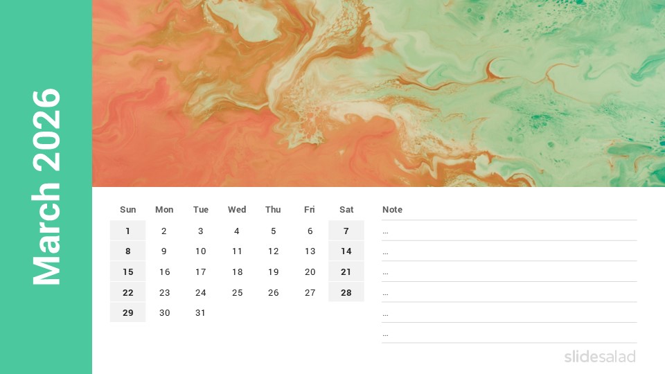 2026 Calendar Google Slides Template Designs - Updated - SlideSalad